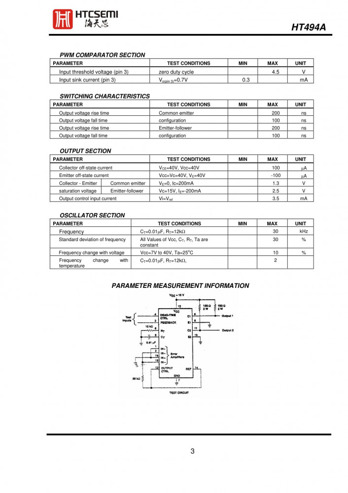 HT494ARTZ datasheet page 3