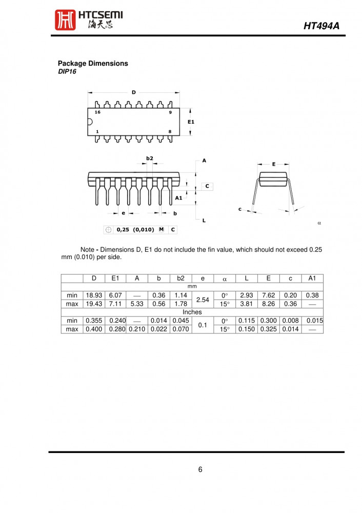 HT494ARTZ datasheet page 6