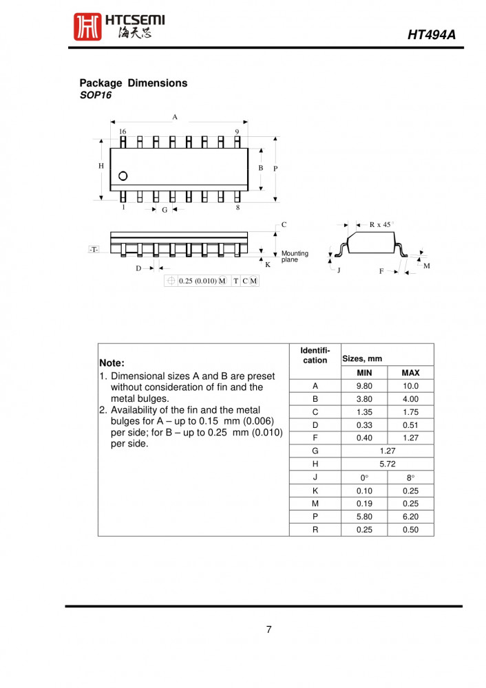 HT494ARTZ datasheet page 7