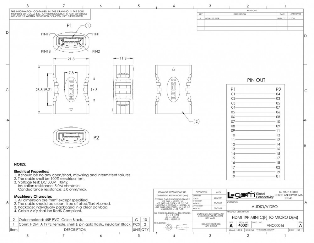 L-com VHC00016 technical document image