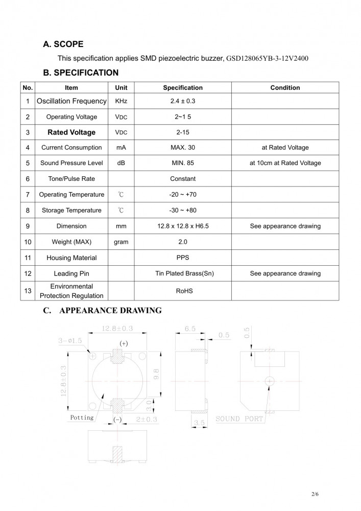 GSD128065YB-12V2400 specification page 2