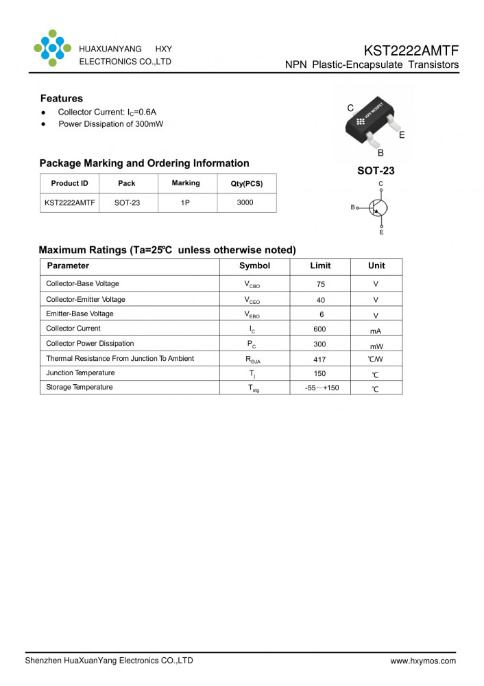 KST2222AMTF-HXY datasheet page 1