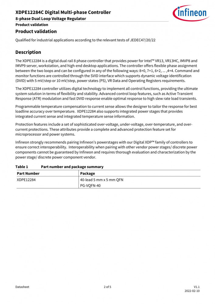XDPE12284 technical document page 2