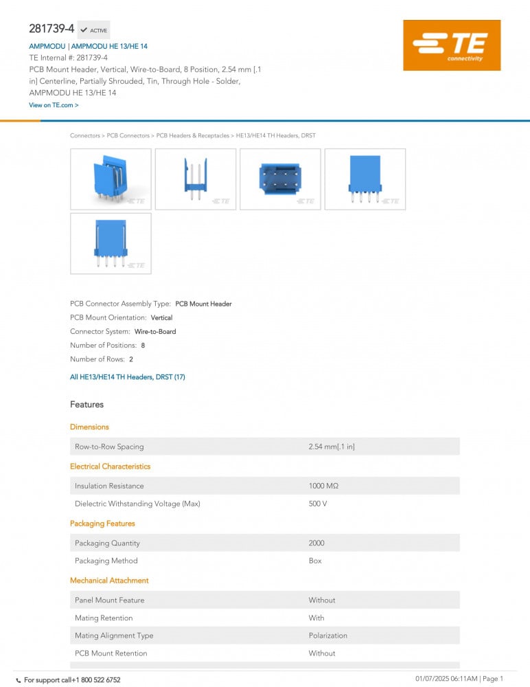 TE Connectivity 281739-4 document page 1