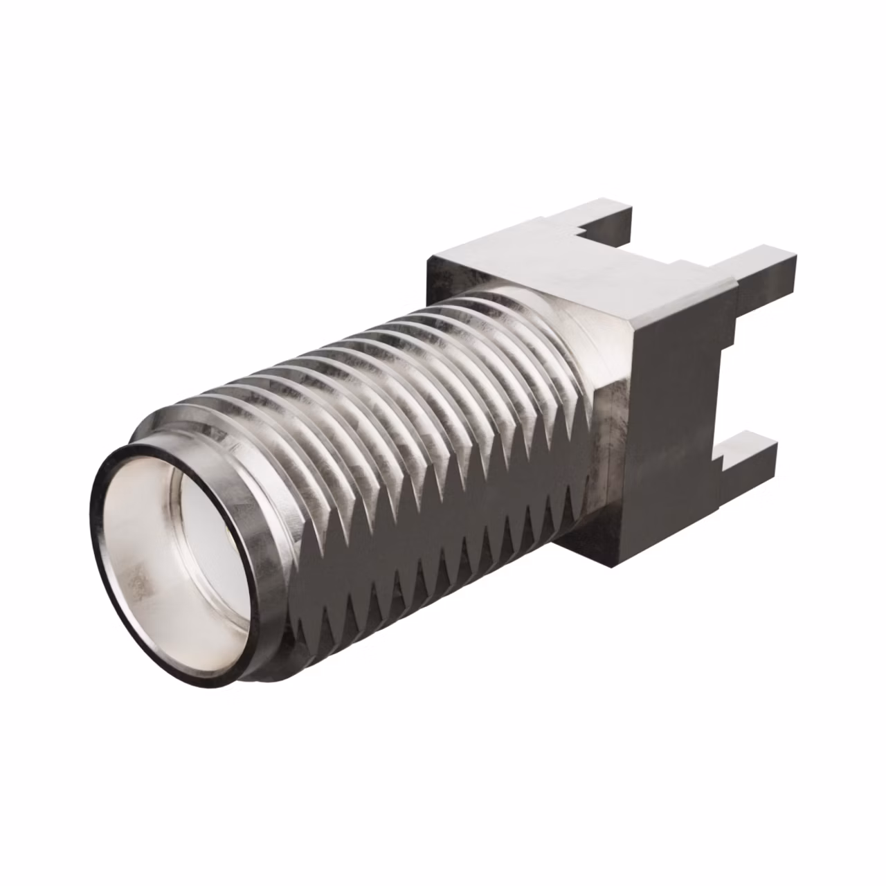 SMA Jack, Straight, Bulkhead Receptacle, PCB, Through Hole, Brass Body, Nickel (Ni) Plated, Surface Mount Contact, 0.26mm Ground Legs, Tray, 50 Ohms for sale