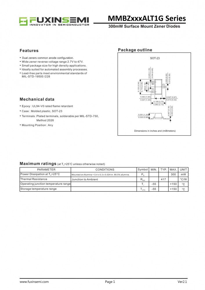 MMBZ33VALT1G datasheet page 1