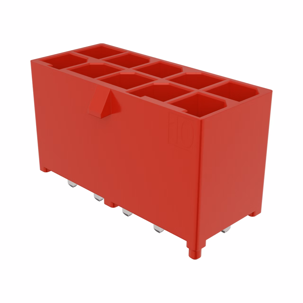 Mega-Fit Slim ColorLock Vertical Header without Crush Pegs, 5.70mm Pitch, Through Hole, Dual Row, 10 Circuits, Matte Tin (Sn) Plating, 2.93mm Tail Length, Glow-Wire Capable, Tray, Red for sale