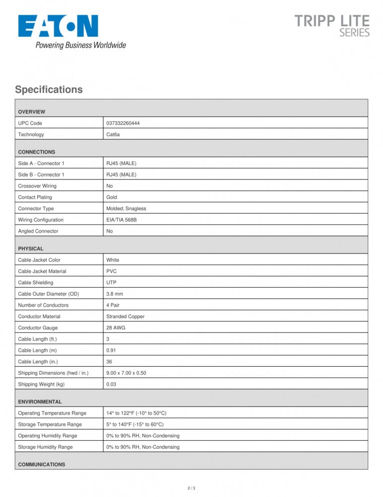 N261AB-S03-WH technical document page 2