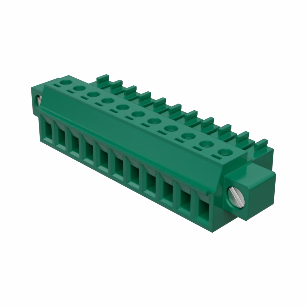 3.81mm Pitch Eurostyle Horizontal Plug, with Retention Screws, Green Housing, Gold (Au) Plated, 11 Circuits for sale