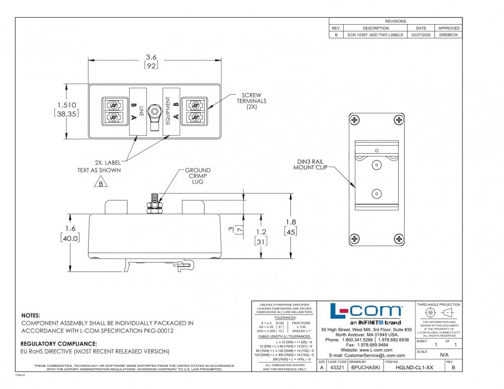 L-com HGLND-CL1-15 technical drawing page