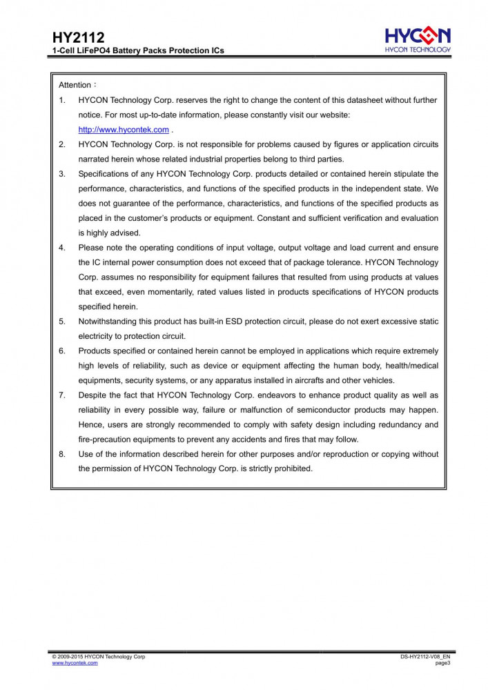 HY2112 datasheet page 3