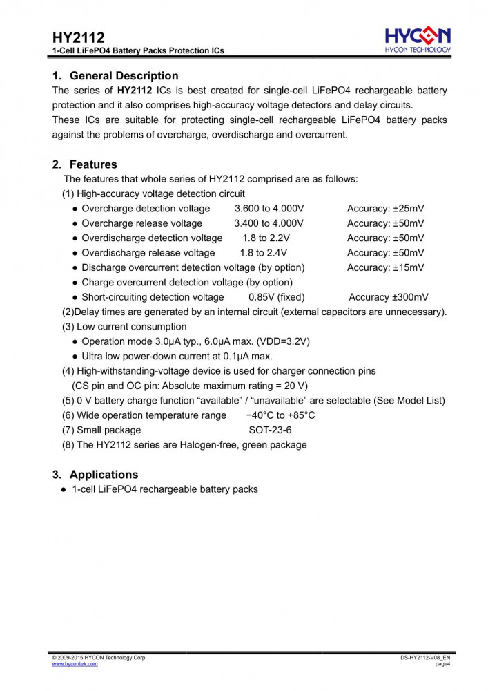 HY2112 datasheet page 4