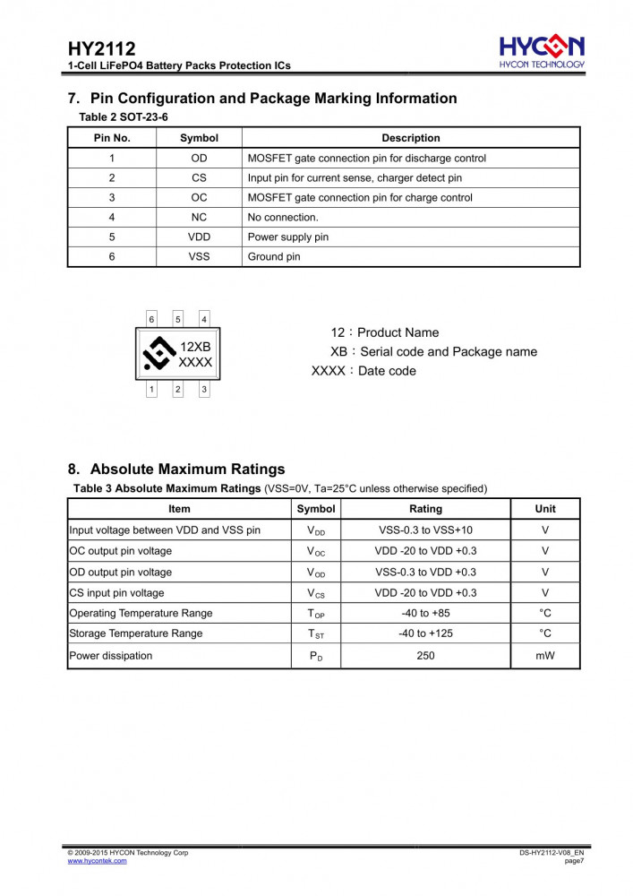 HY2112 datasheet page 7
