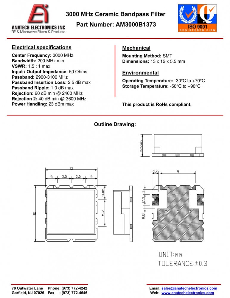 AM3000B1373 technical document page 1