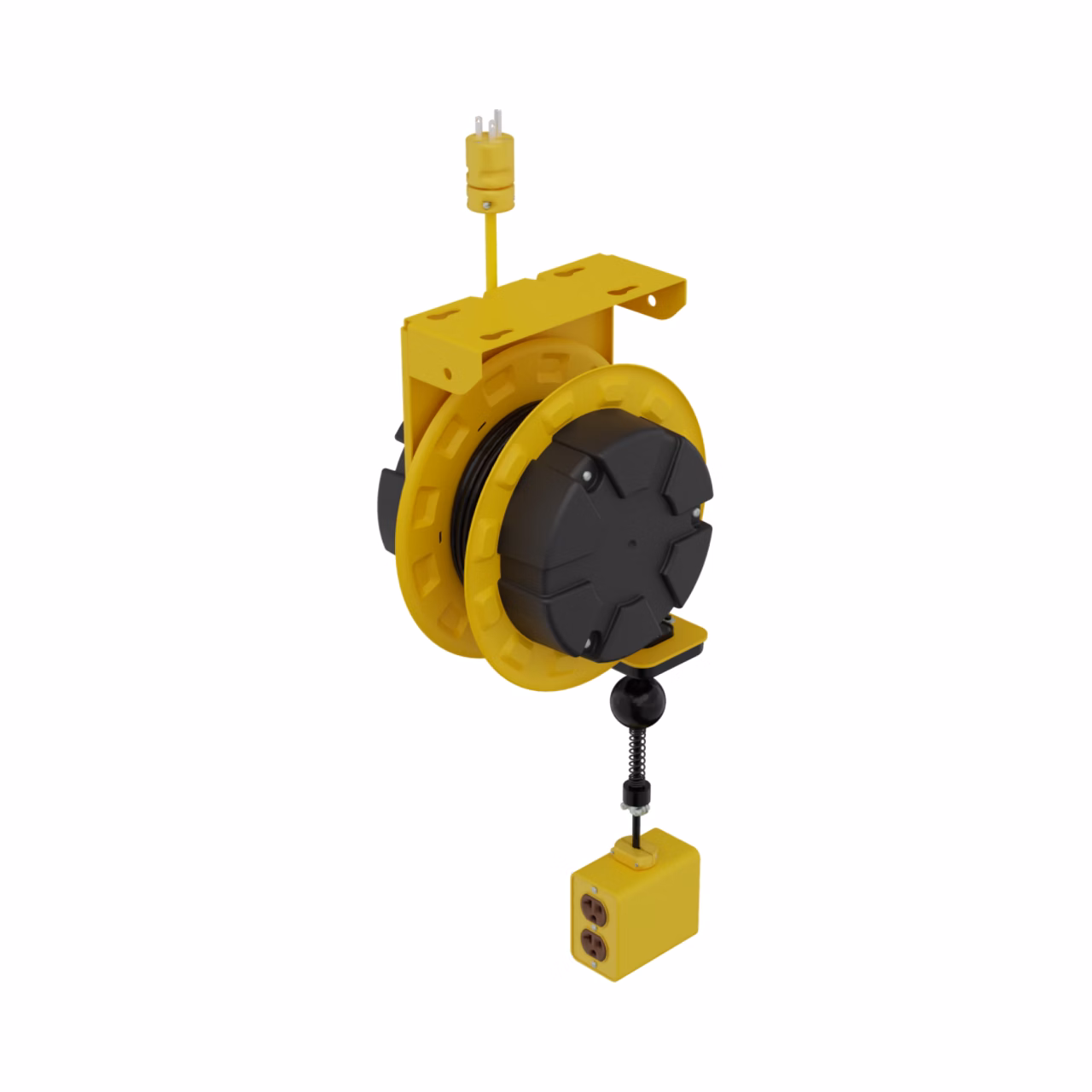 Woodhead Standard Duty Cord Reel, 12/3 SJTOW Cord, 10.67m (35.0') Cord Length, NEMA 5-20 Straight Blade Plug, with 20A NEMA 5-20 Straight Blade  Outlet Box, Dual-Sided Duplex for sale