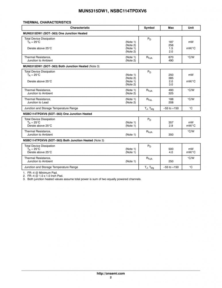 NSBC114TPDXV6T1G datasheet page 2