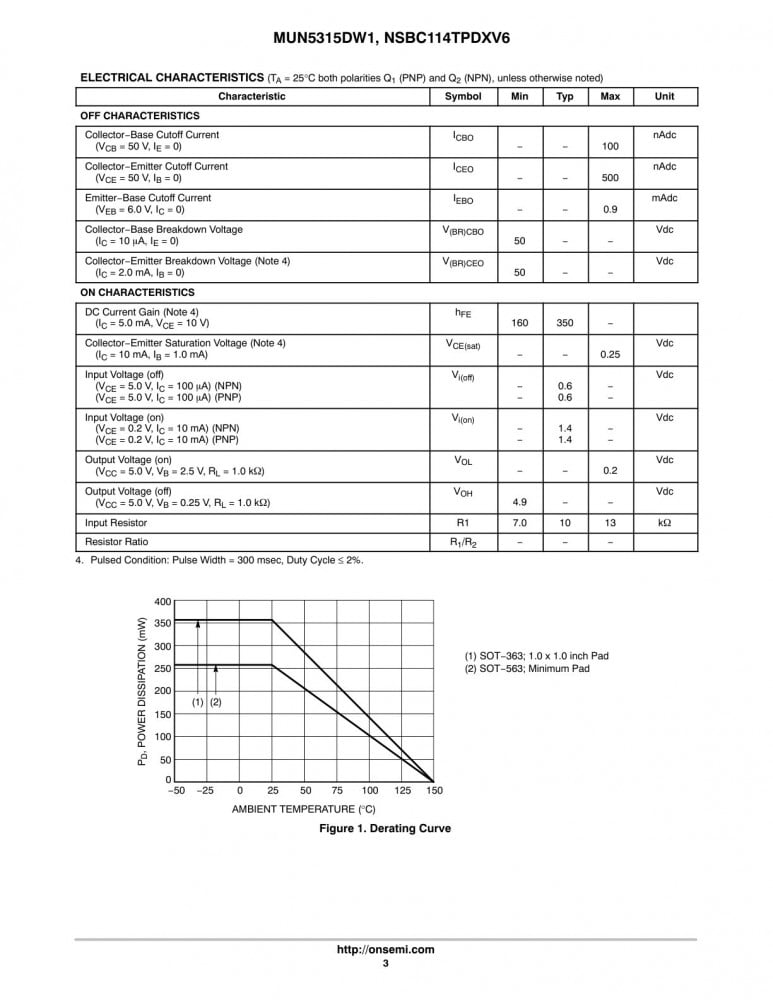 NSBC114TPDXV6T1G datasheet page 3