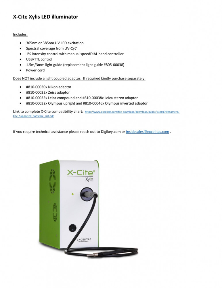 X-Cite Xylis LED illuminator product documentation image