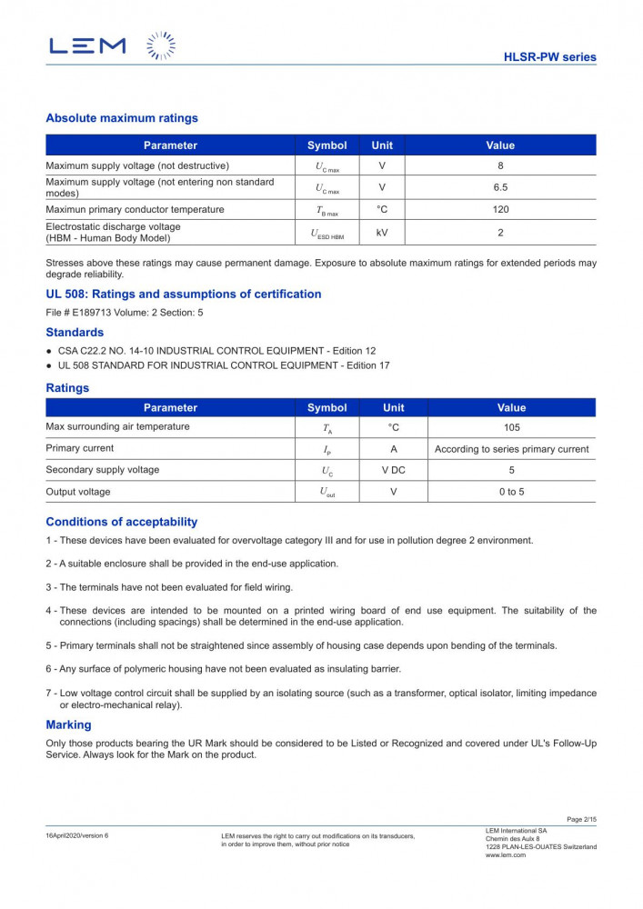 HLSR-PW technical document page 2