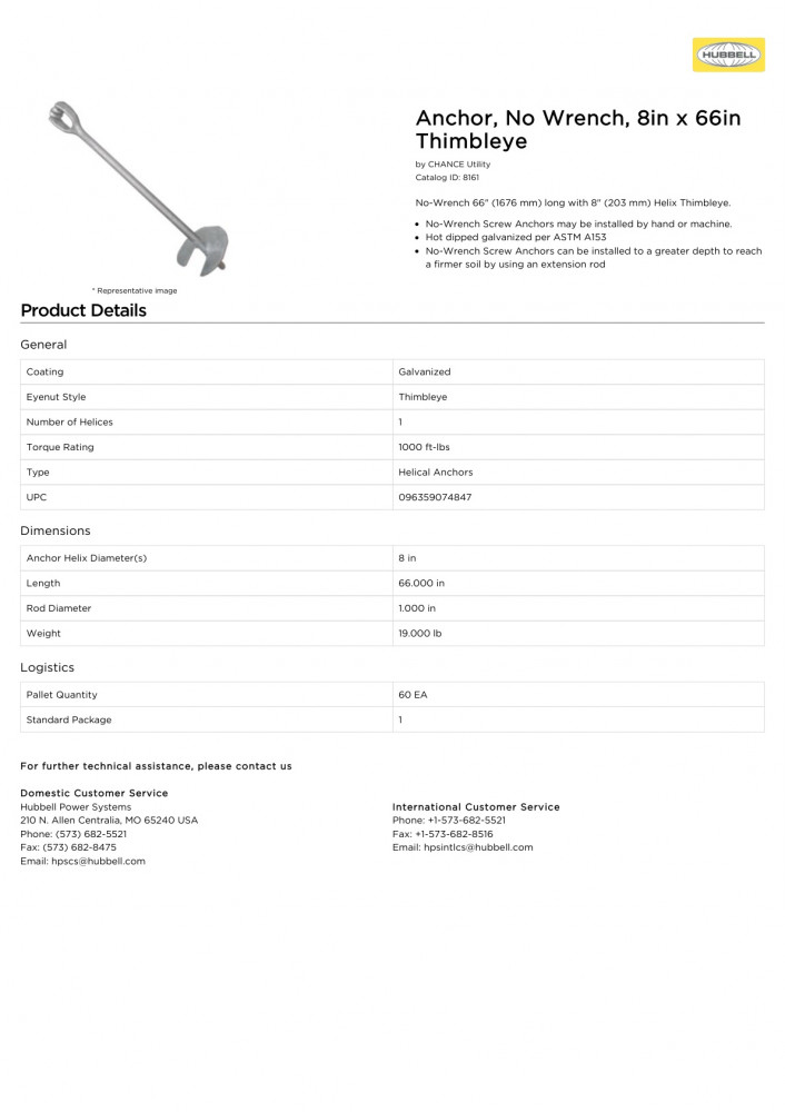 Technical document image for Burndy CHANCE Utility catalog 8161
