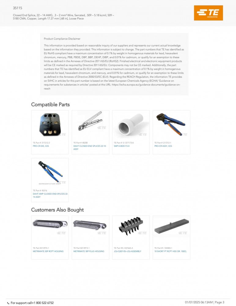 TE Connectivity 35115 technical document page 3