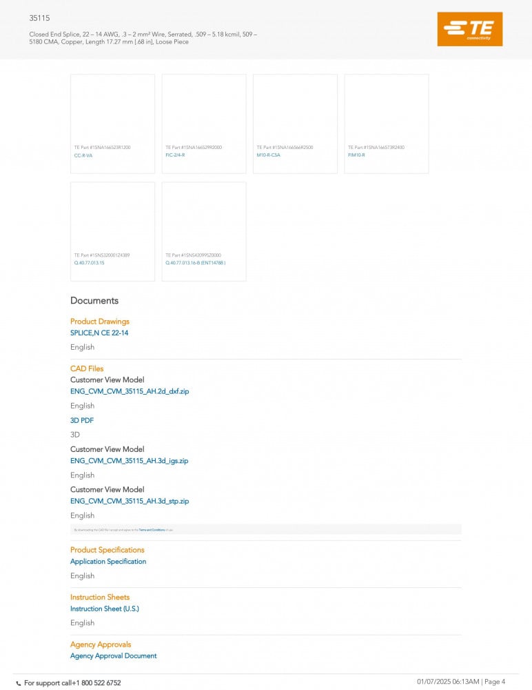 TE Connectivity 35115 technical document page 4