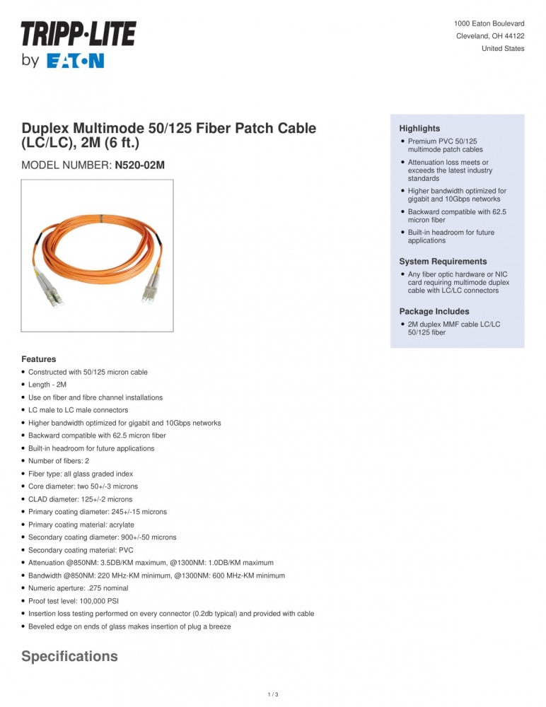 N520-02M technical document page 1
