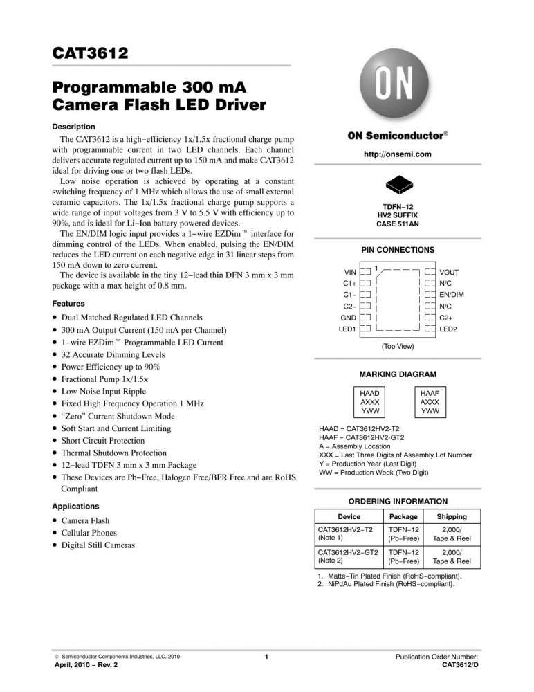 CAT3612 datasheet page 1
