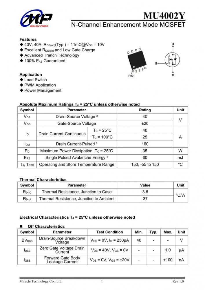 MU4002Y datasheet page 1