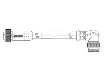 Mini-Change C-Size Double-Ended Cordset, 19 Poles, Male (Straight) to Female (Straight), 22/18 AWG, PUR Cable, 10.0m (32.81') Length