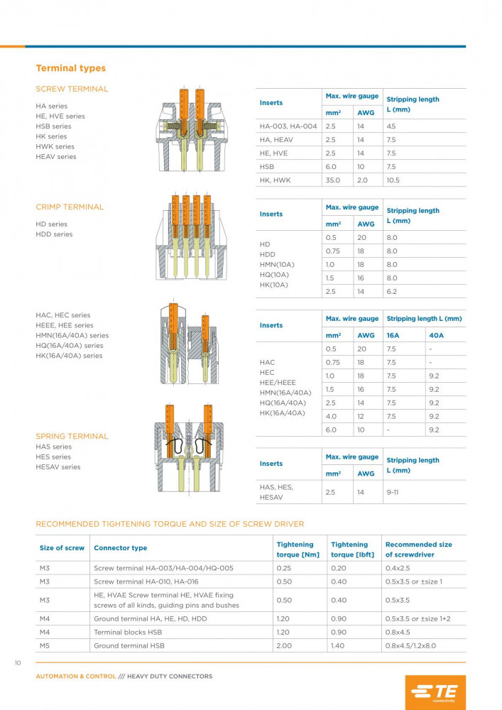 TE Heavy Duty Connector catalog page 10