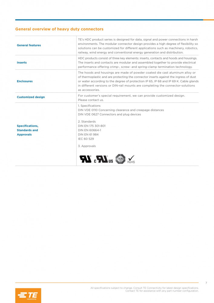 TE Heavy Duty Connector catalog page 7