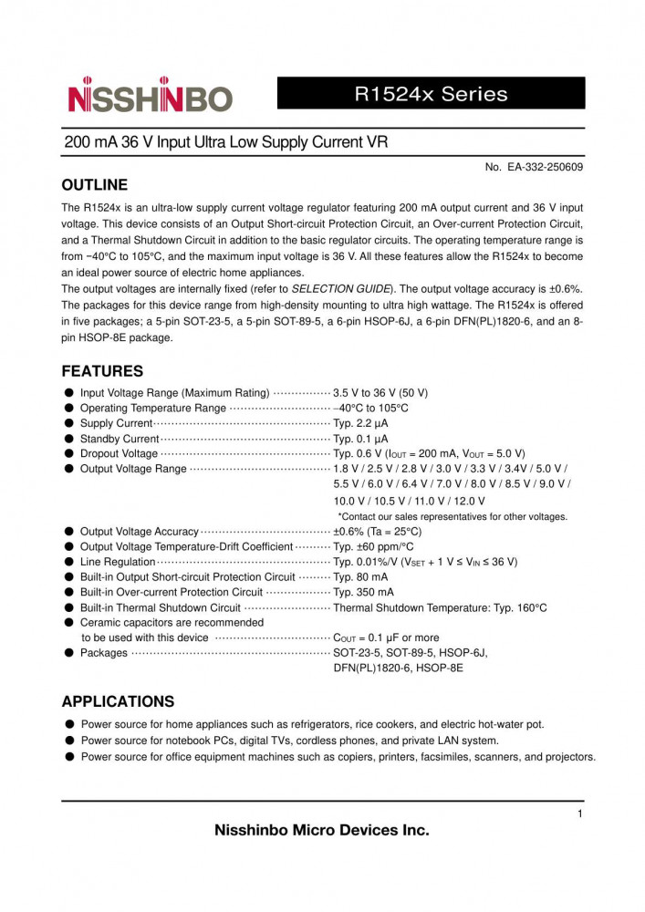 R1524 datasheet page 1