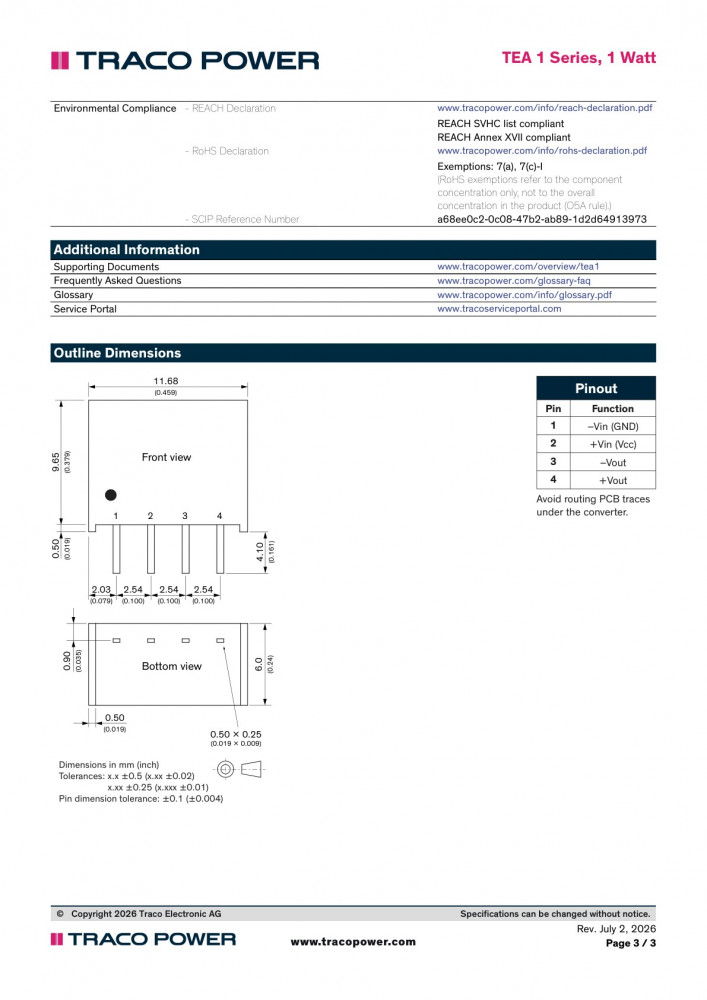 TEA 1 series technical document page 3