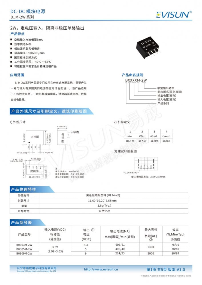 EVISUN B2409M-2W datasheet page 1