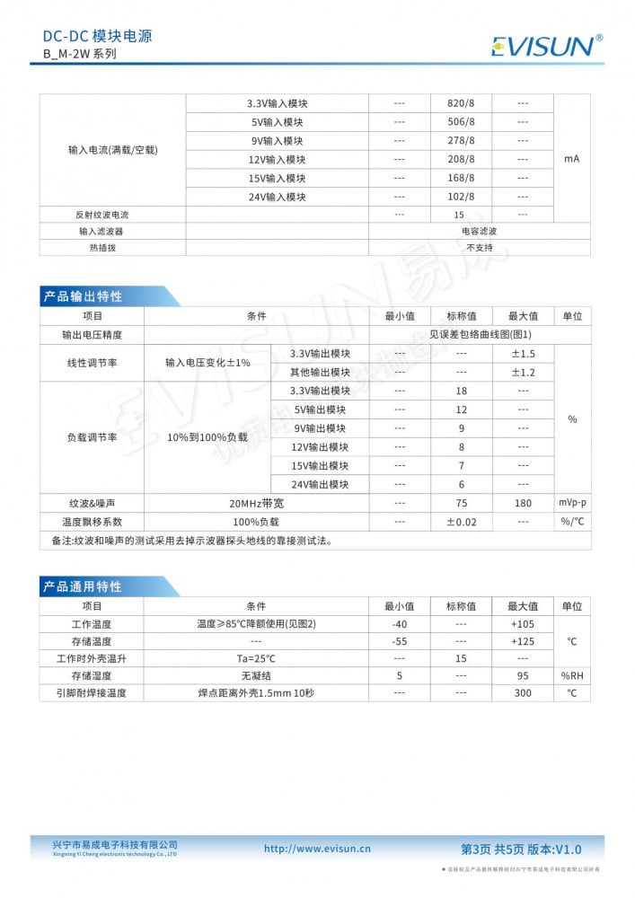 EVISUN B2409M-2W datasheet page 3