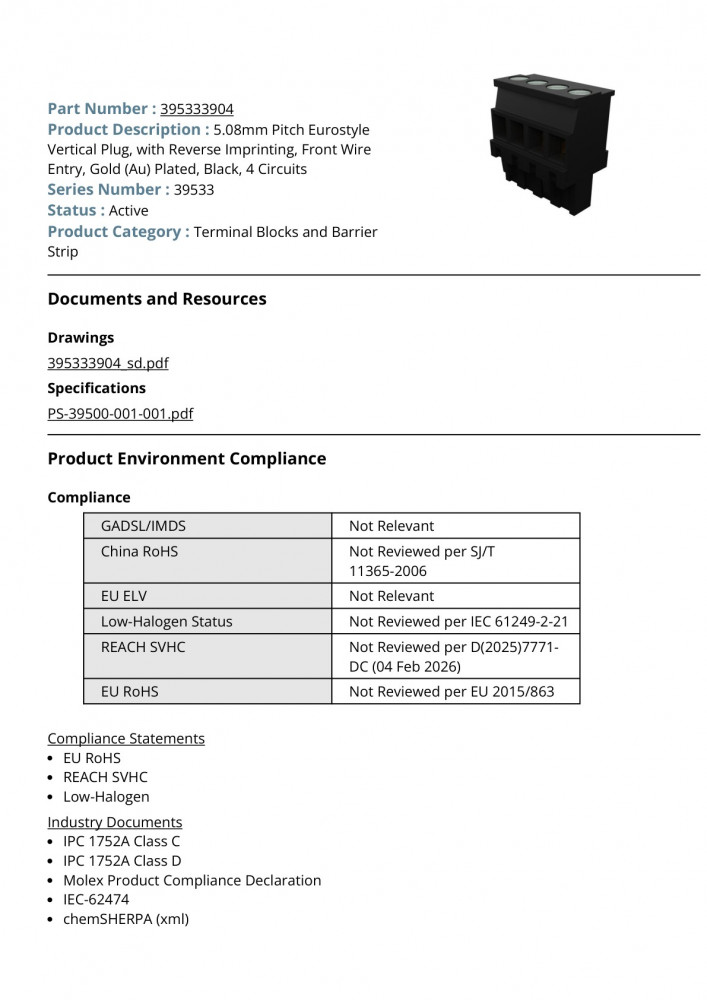 ESE terminal block specification page 1
