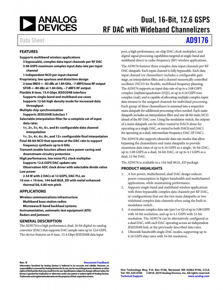 AD9176 datasheet page 1