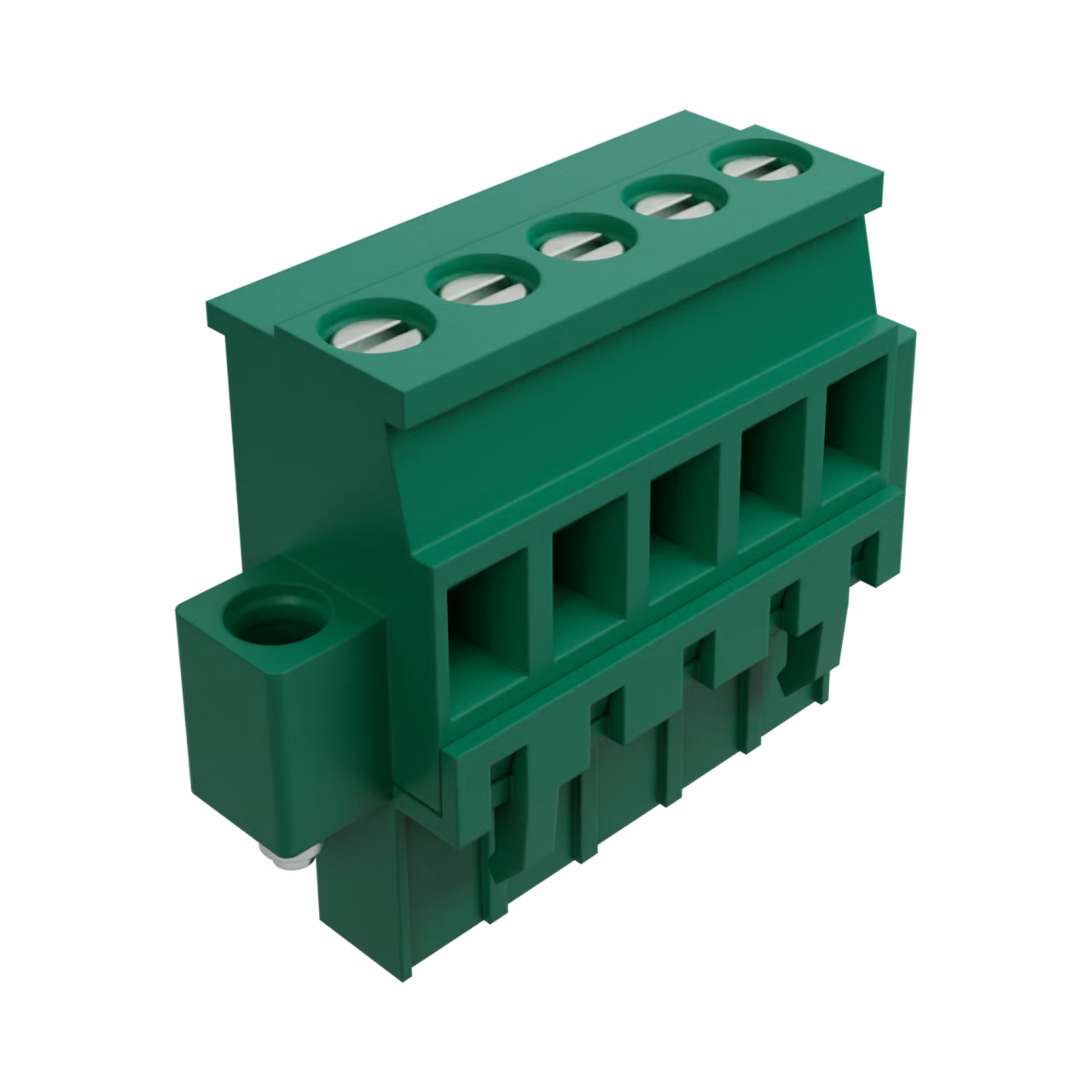5.00mm Pitch Eurostyle Horizontal Plug, with Retention Screws and Reverse Imprinting, Front Wire Entry, Green Housing, Gold (Au) Plated, 5  Circuits for sale