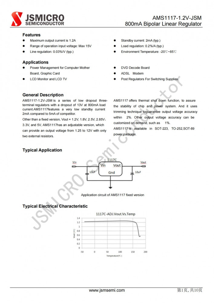 AMS1117-1.2V-JSM datasheet page 1