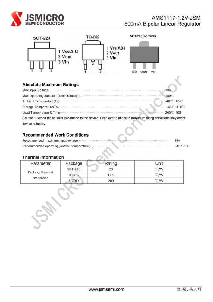 AMS1117-1.2V-JSM datasheet page 3