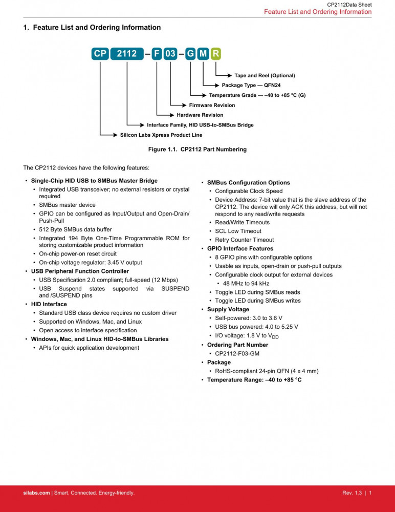 CP2112 datasheet page 2