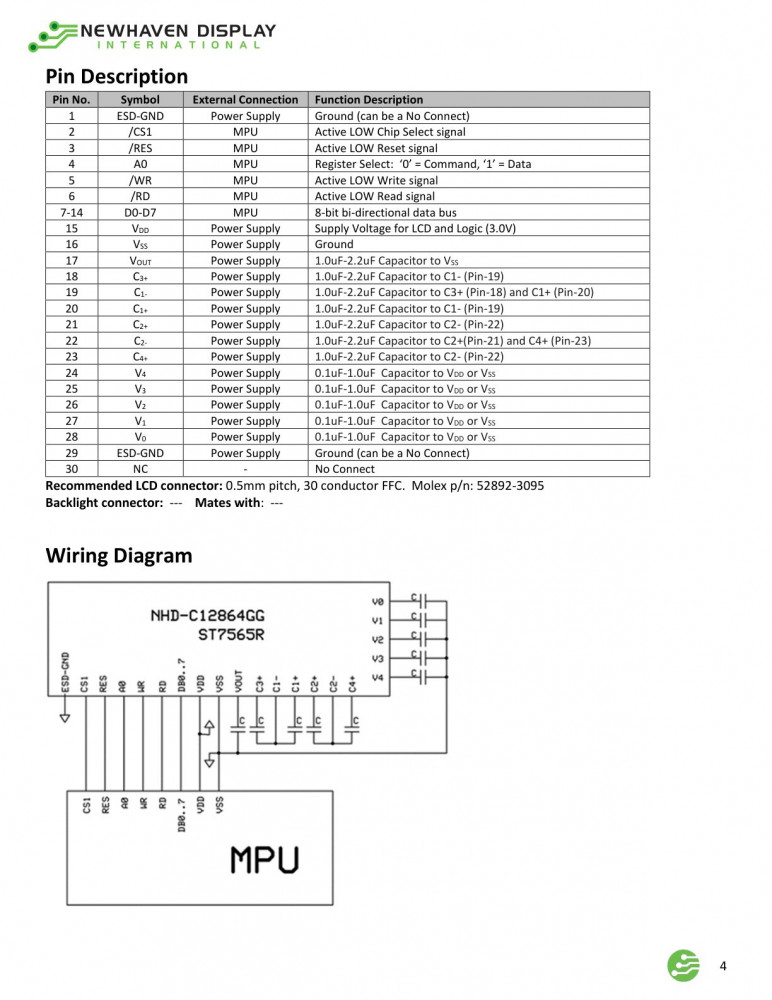 NHD-C12864GG-RN-GBW technical document page 5