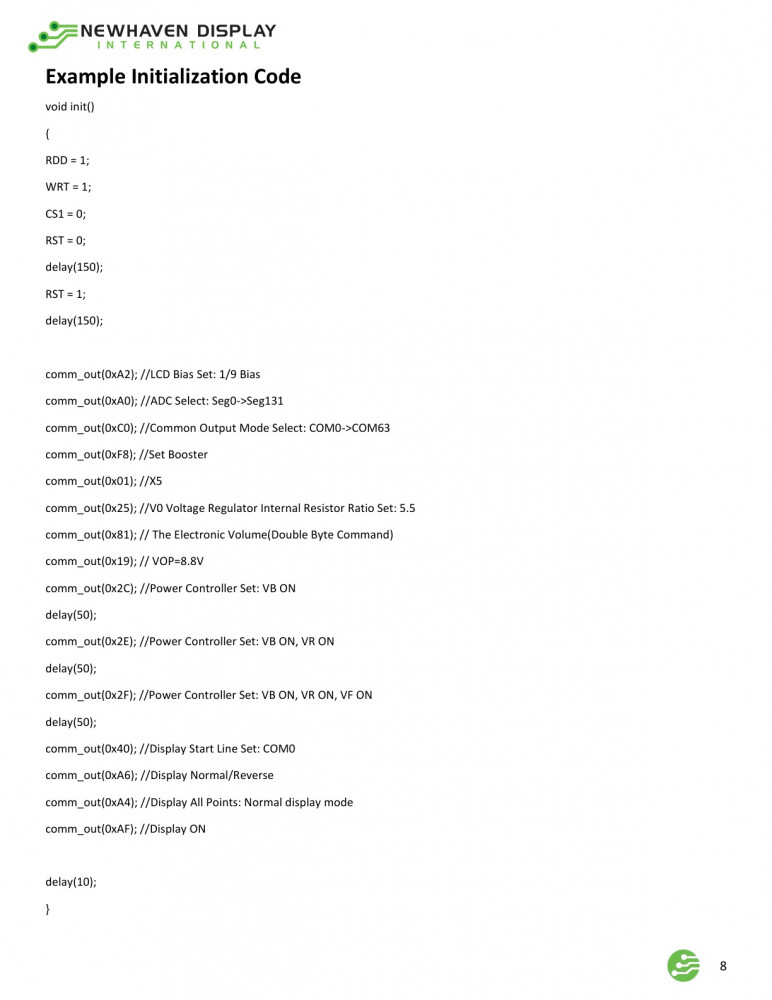 NHD-C12864GG-RN-GBW technical document page 9