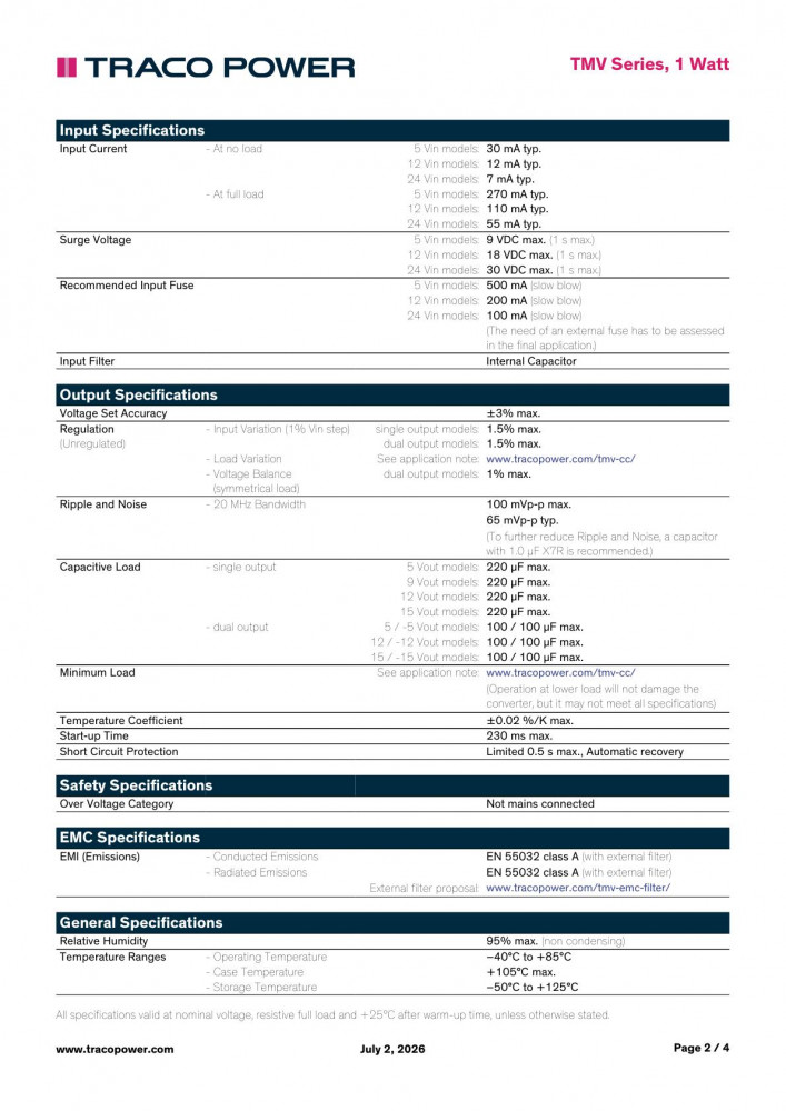 TMV 2405D datasheet page 2