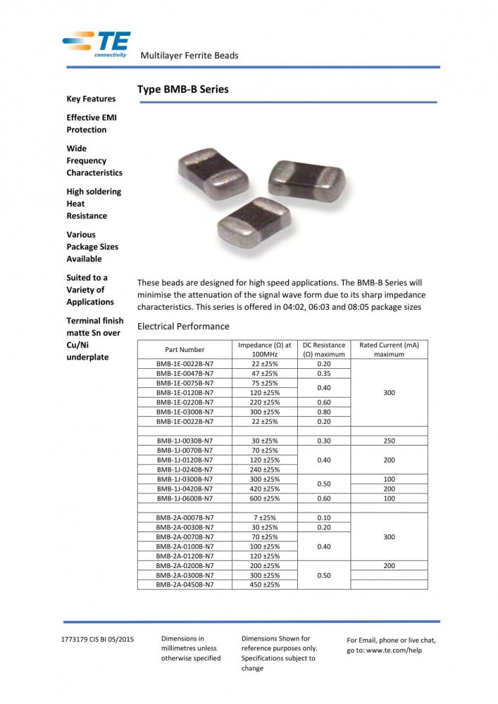 TE Connectivity BMB-B technical document page 1