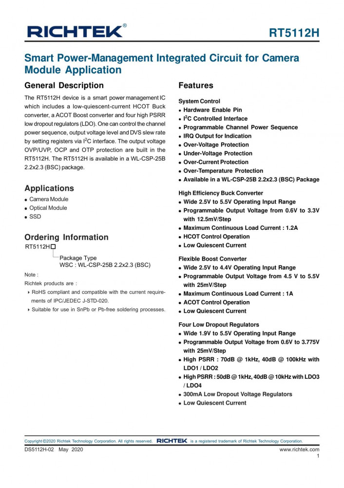 RT5112H technical document page 1