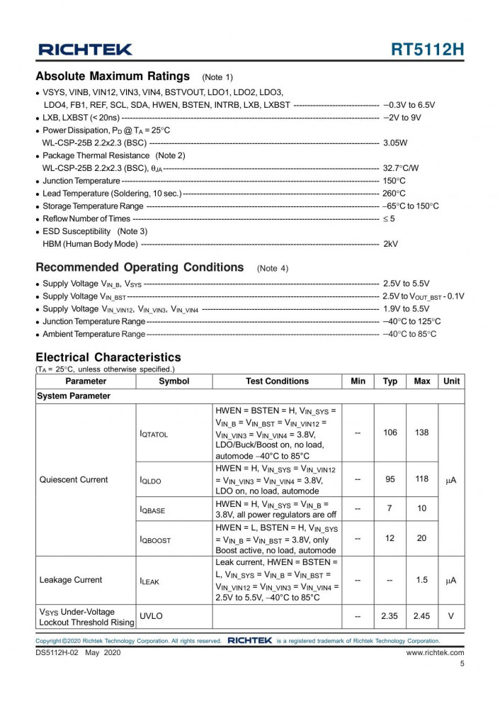 RT5112H technical document page 5