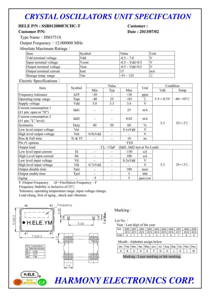 SSR012000F3CHC-T technical specification document page