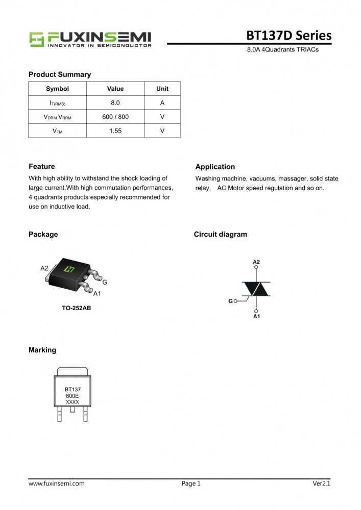 BT137D-800E datasheet page 1
